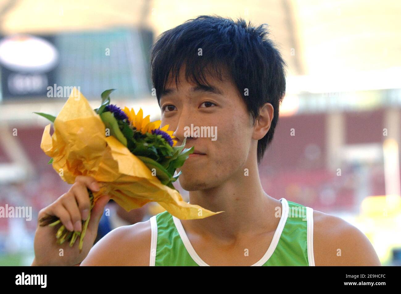 China's Xiang Liu celebrates on 110 meters Hurdles mens at the IAAF ...