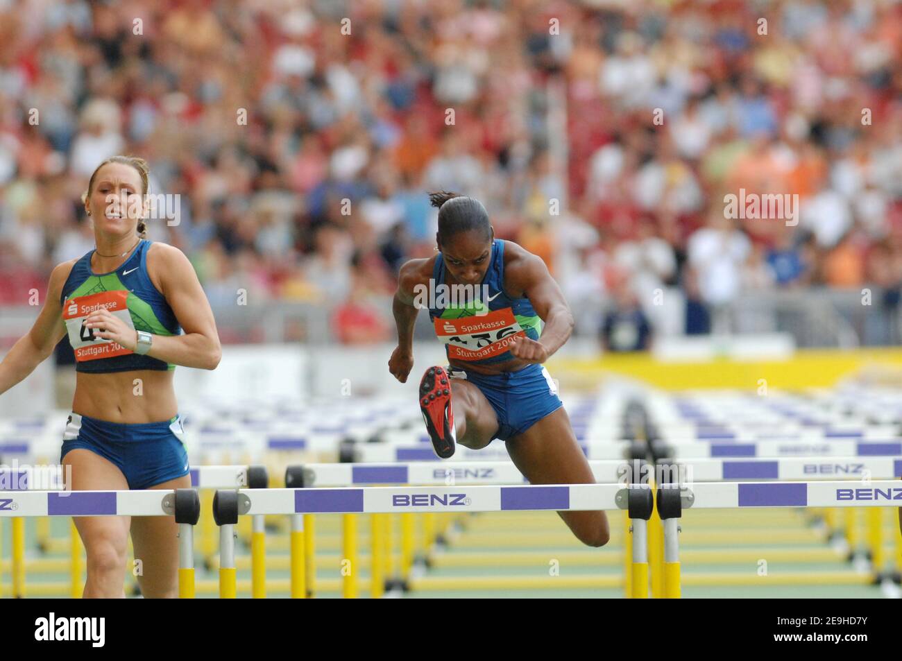 USA's Michelle Perry performes on 100 meters hurdles women during the ...