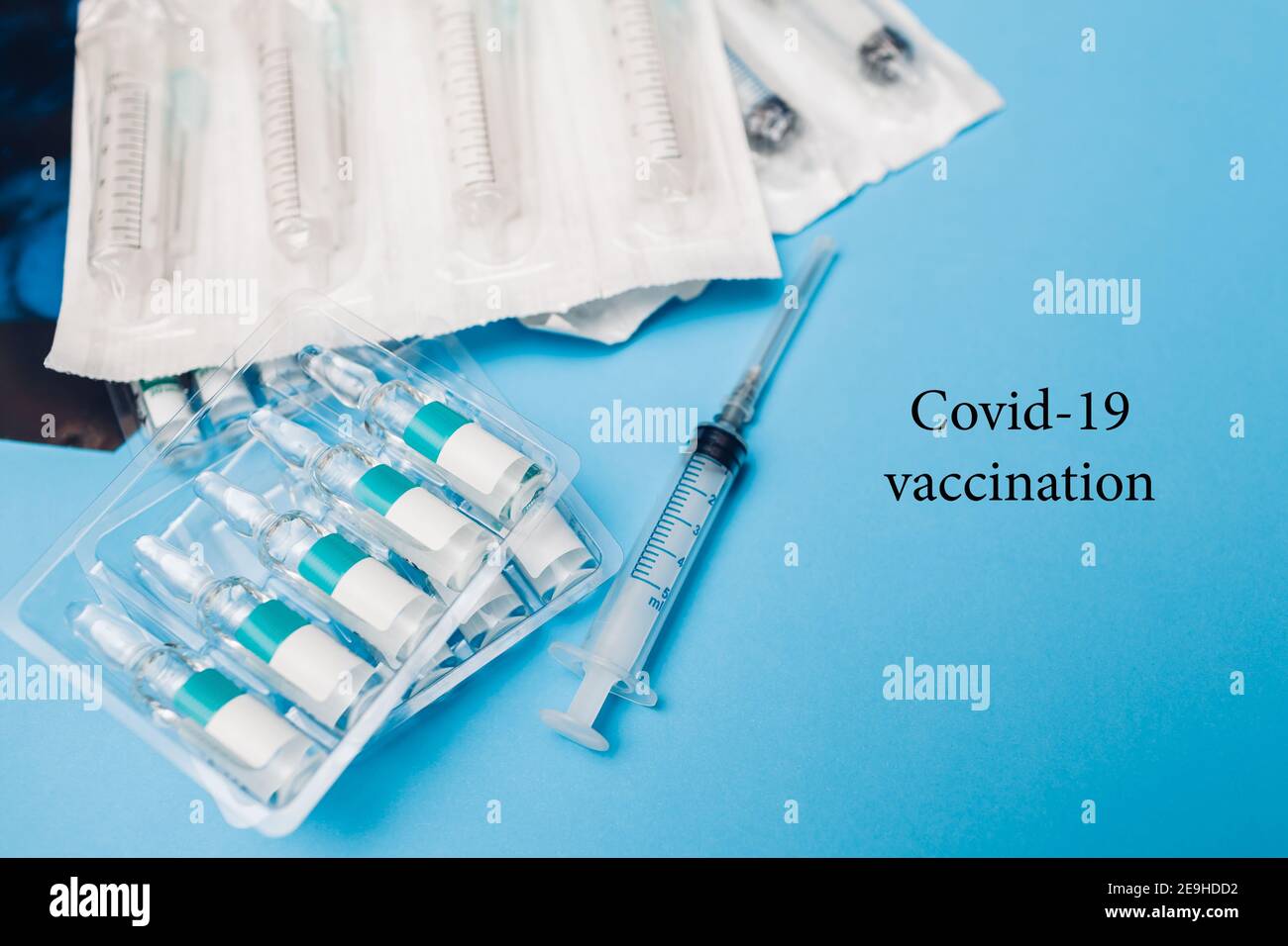 Covid-19 corona cirus 2019-ncov vaccine bottles with syringes ...
