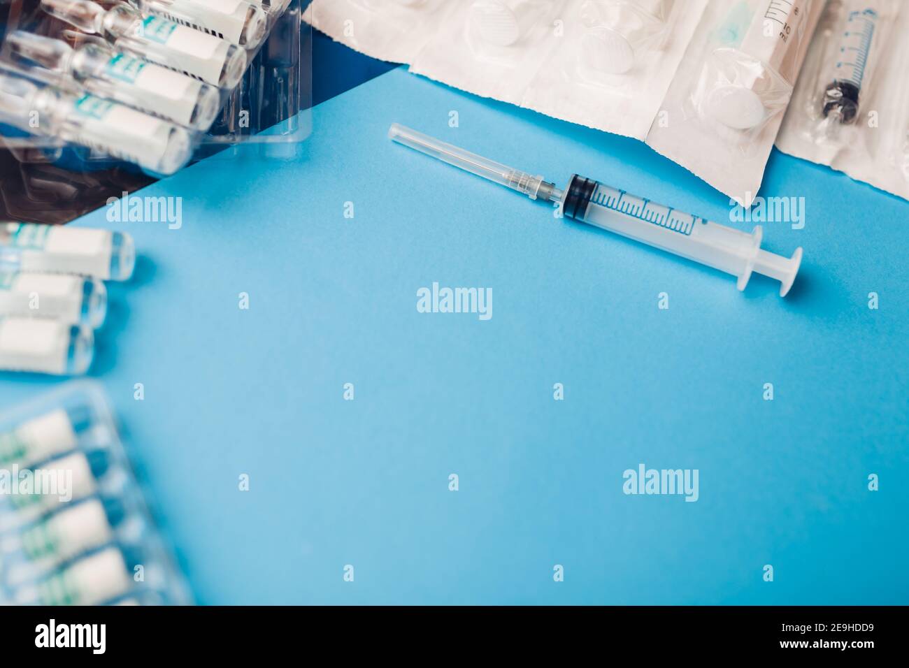 Covid-19 corona cirus 2019-ncov vaccine bottles with syringes ...