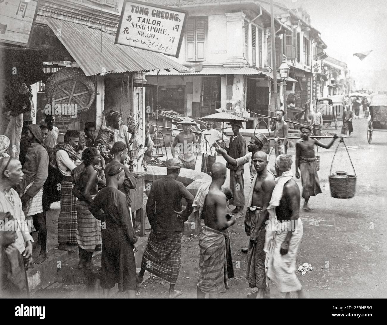 Late 19th century photograph - Street scene, Singapore, c.1880's Stock ...