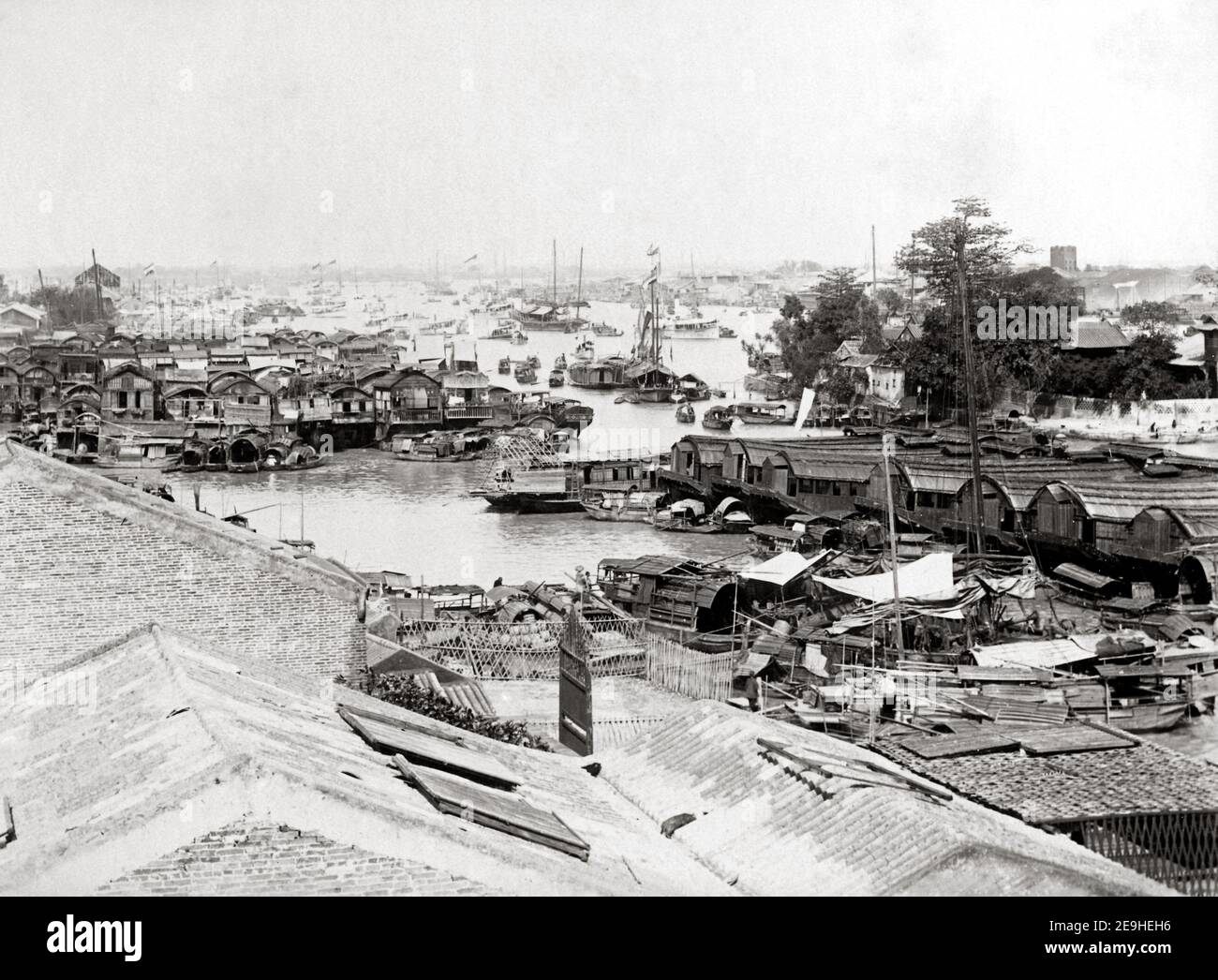 Late 19th century photograph - River view, Canton (Guangzhou) China, c ...