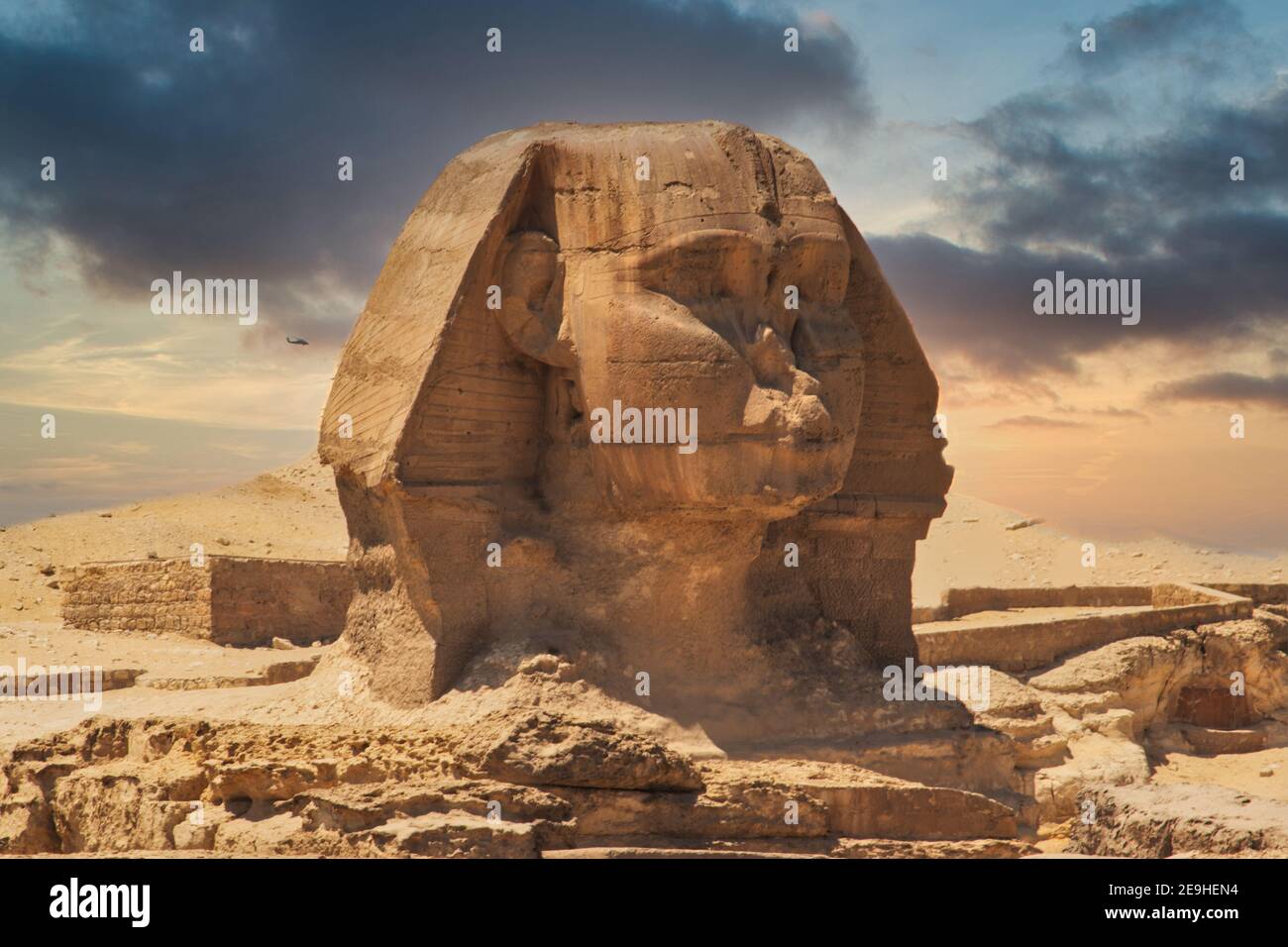 Great Sphinx of Giza under a cloudy sky in the evening in Egypt Stock ...