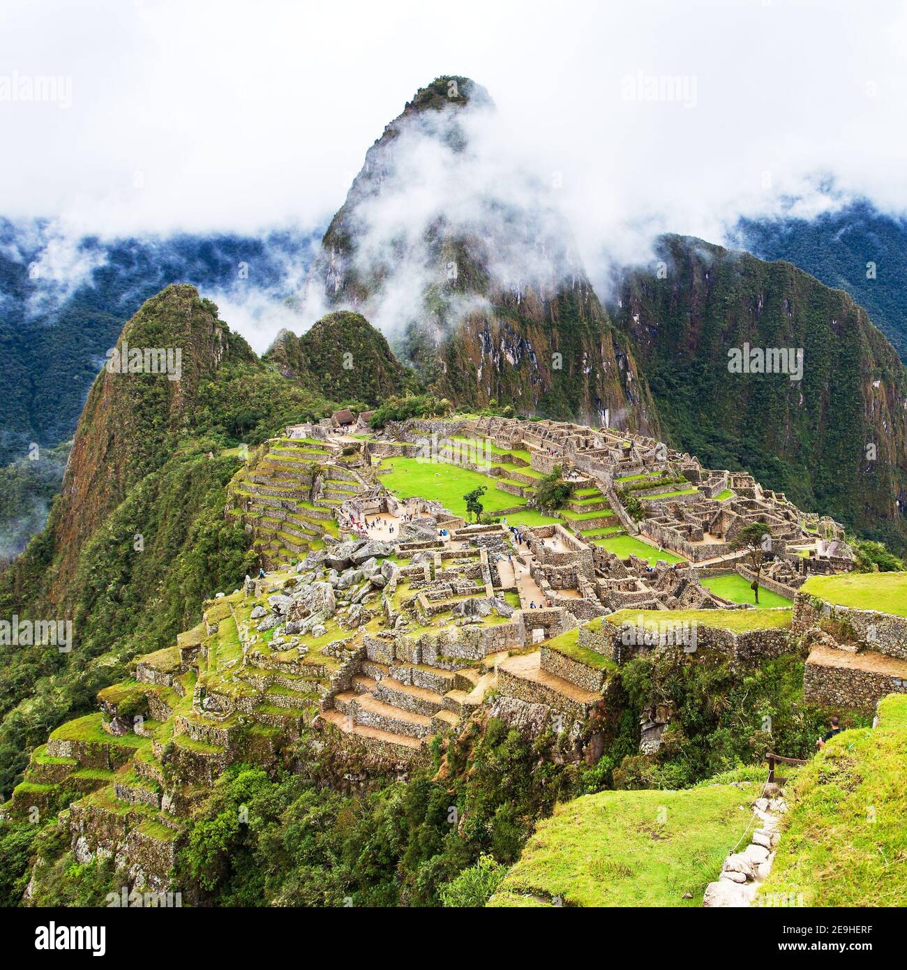 Machu Picchu, panoramic view of peruvian incan town, unesco world ...