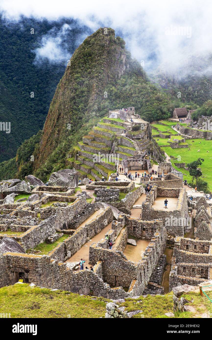 Machu Picchu, panoramic view of peruvian incan town, unesco world ...