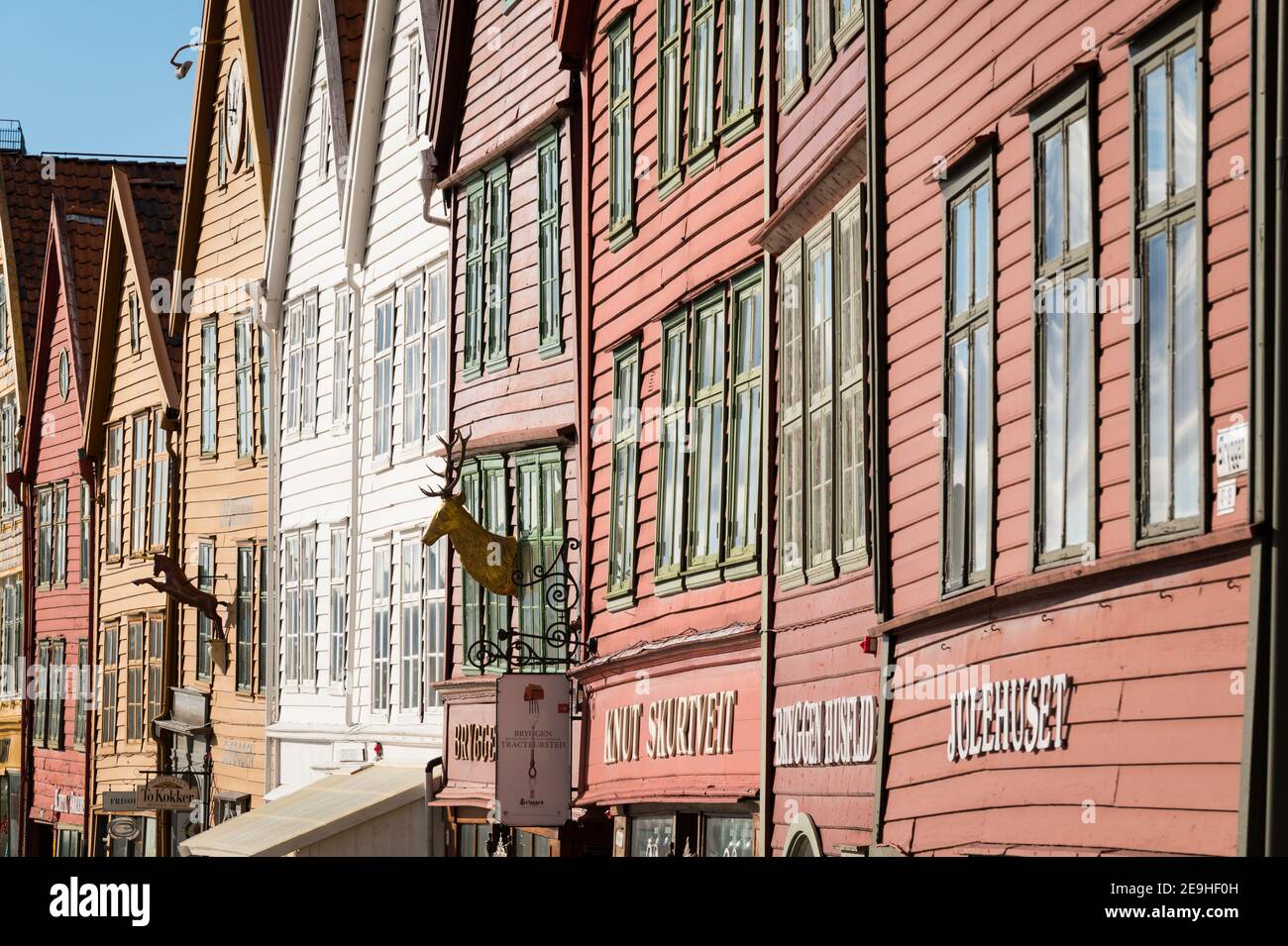 The historic wooden buildings of Bryggen, Bergen, Norway Stock Photo ...