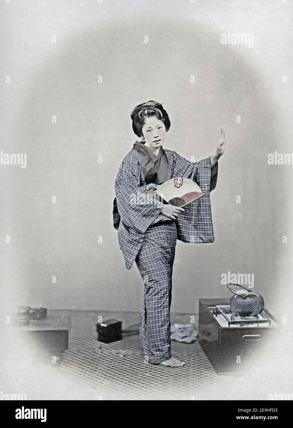 Late 19th century photograph - Geisha with a fan, Japan, 1860's - Felix ...