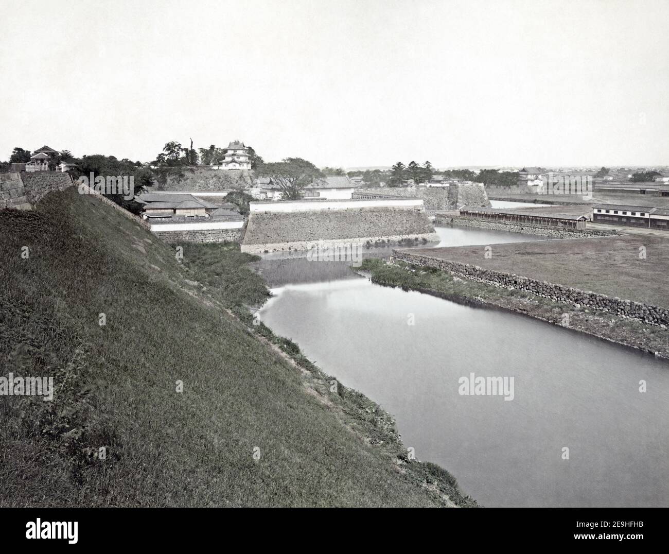 Late 19th century photograph - Imperial Palace moat, Tokyo, Japan, c ...
