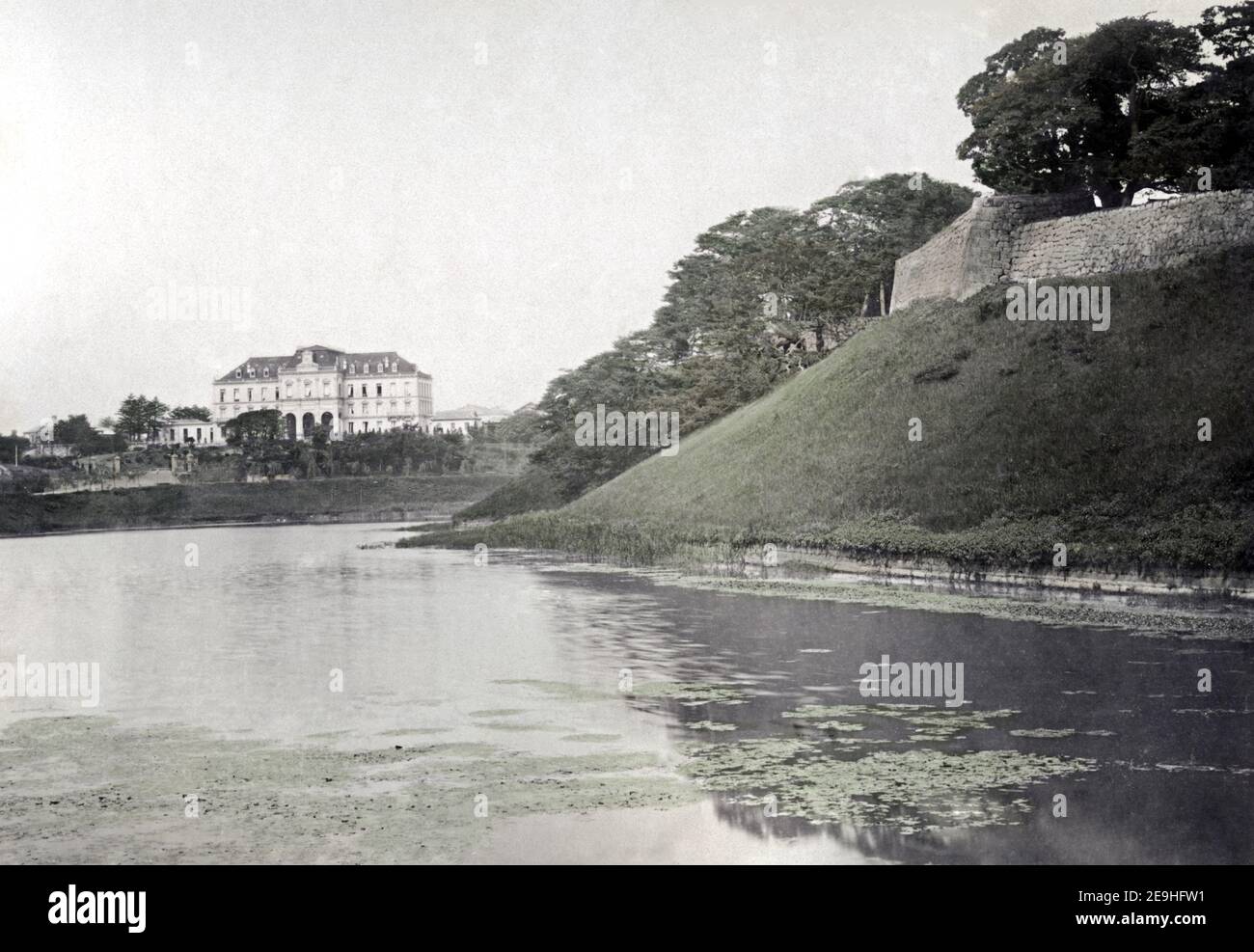 Late 19th century photograph - Imperial Palace and moat, Tokyo, Japan ...