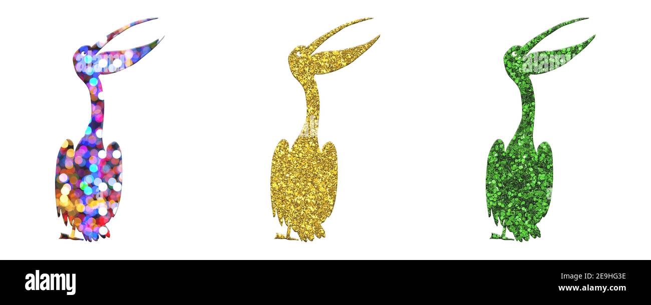 Illustration of three pelicans composed of colorful vibrant textures ...