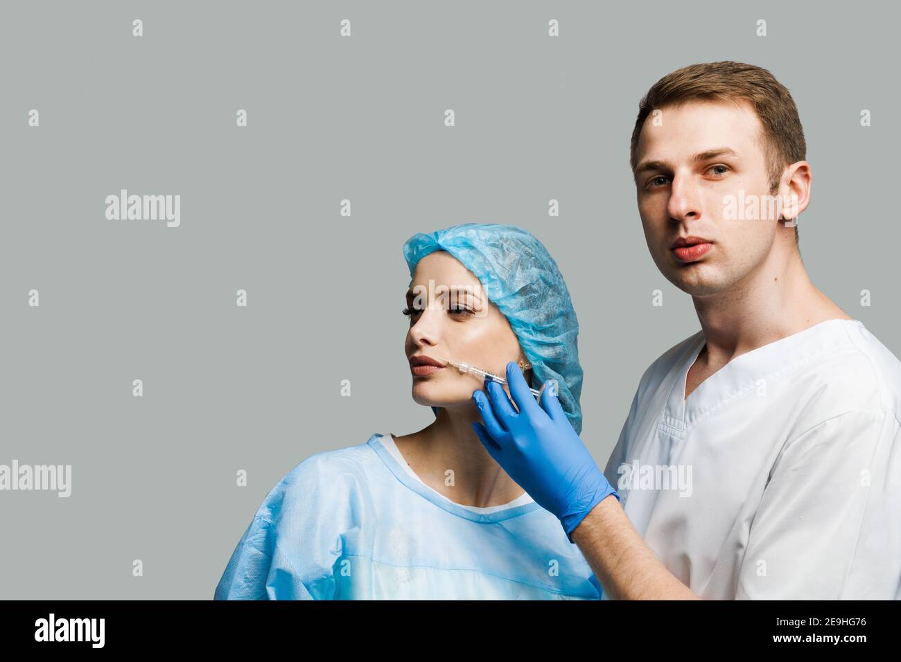 Facebuilding for a girl on white background. Prepearing for plastic ...