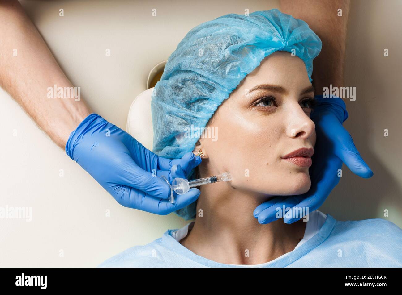 Filler injection of hyaluronic acid. Contour plastic for correcting the ...