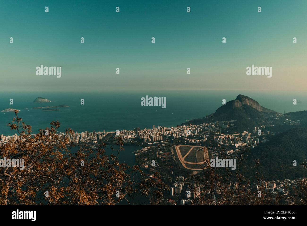 Aerial view of a lot of buildings and mountains in Rio de Janeiro Stock ...
