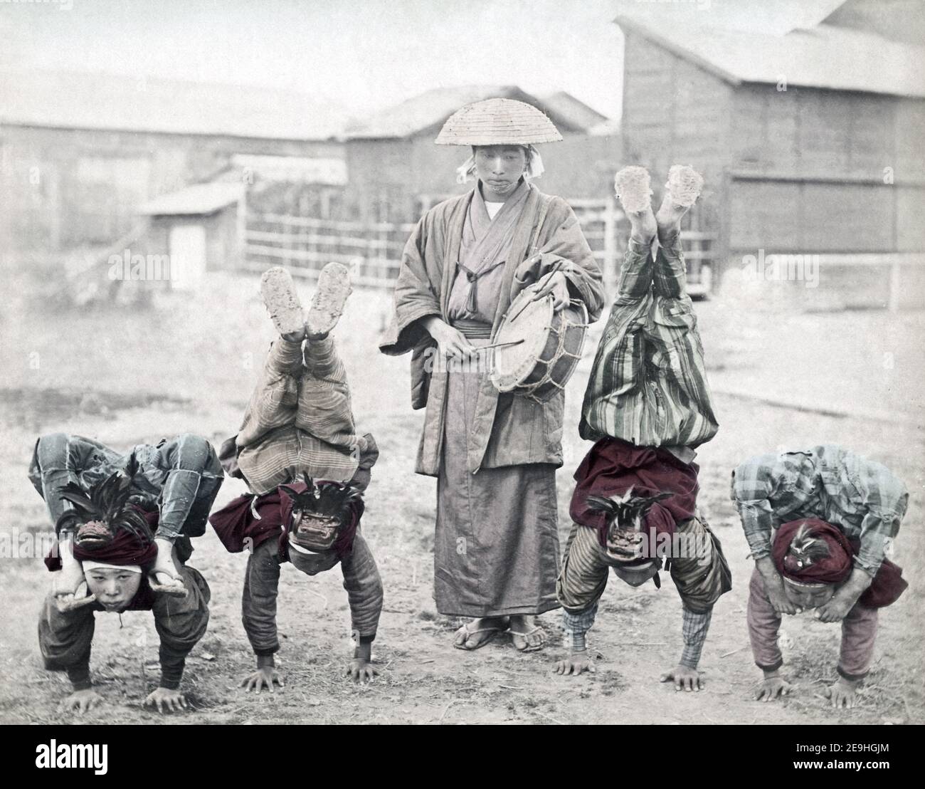 Late 19th century photograph - child street acrobats, performers, Japan ...
