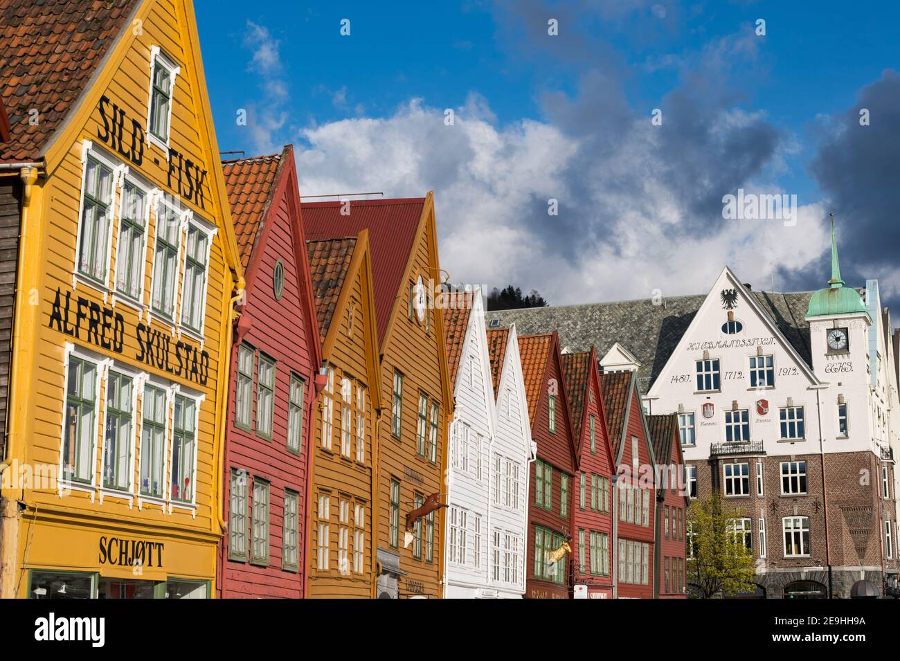 The historic wooden buildings of Bryggen, Bergen, Norway Stock Photo ...