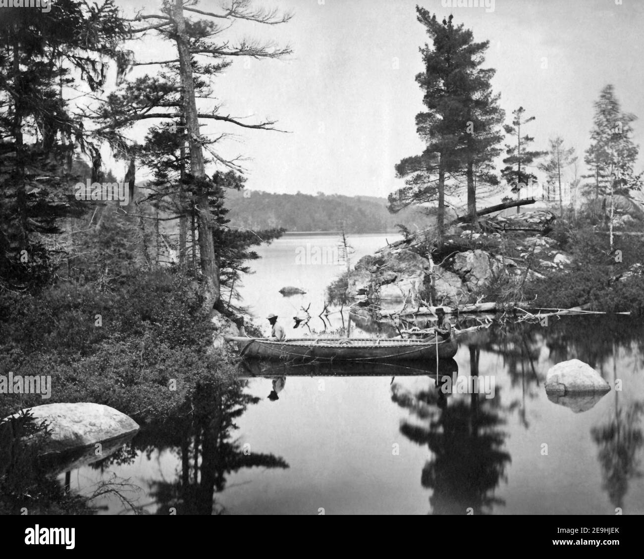 Late 19th century photograph - Bark Canoe, Lake Commandeau, Quebec ...