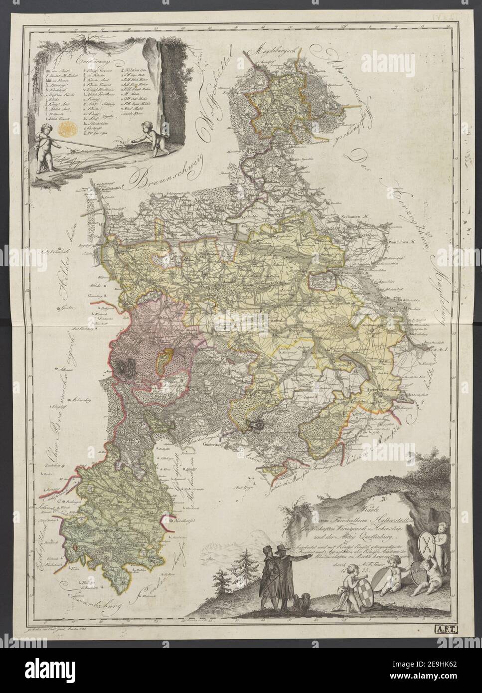 Karte von FuÃàrstenthum Halberstadt, den Grafschaften Wernigerode u ...