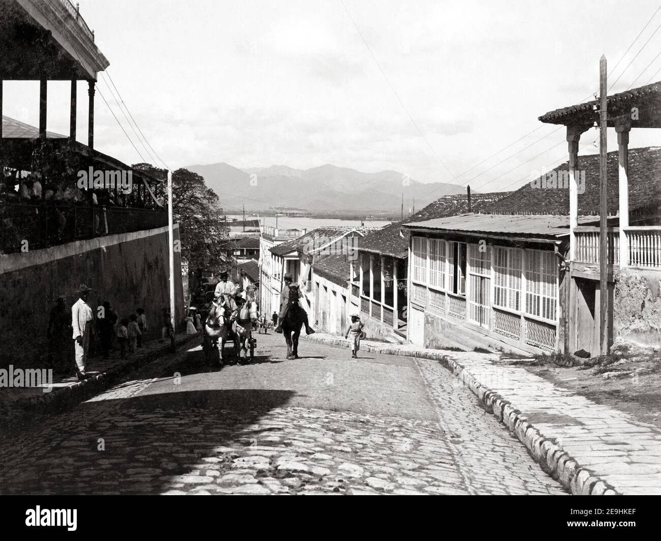 Late 19th century photograph - View towards the harbour, Santiago, Cuba ...