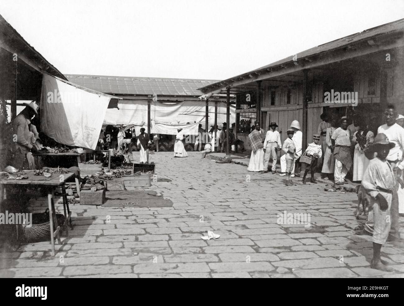 Late 19th century photograph - The market, Santiago, Cuba, c.1900 Stock ...