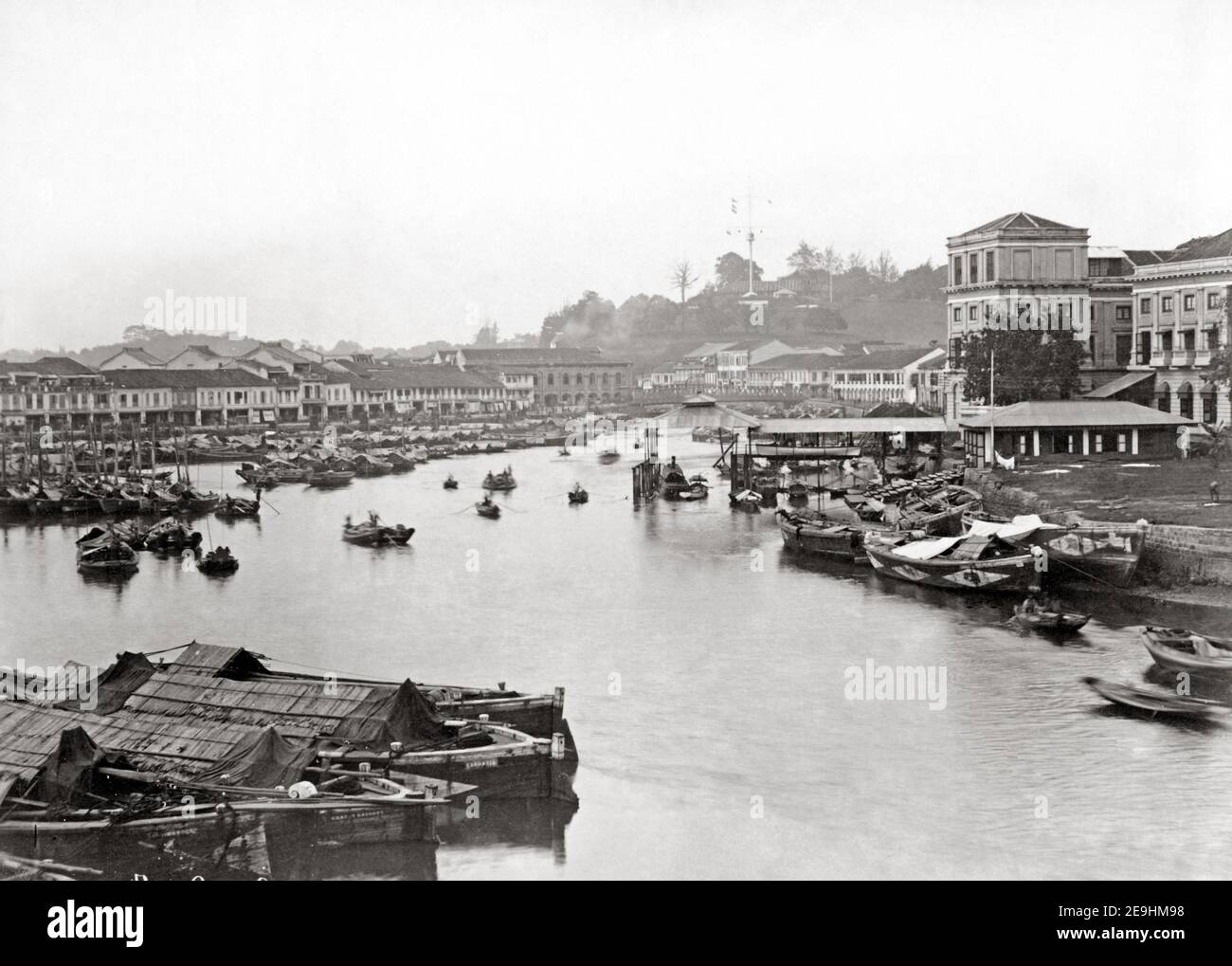 Late 19th century photograph - Boat Quay, Singapore, c.1890 Stock Photo ...