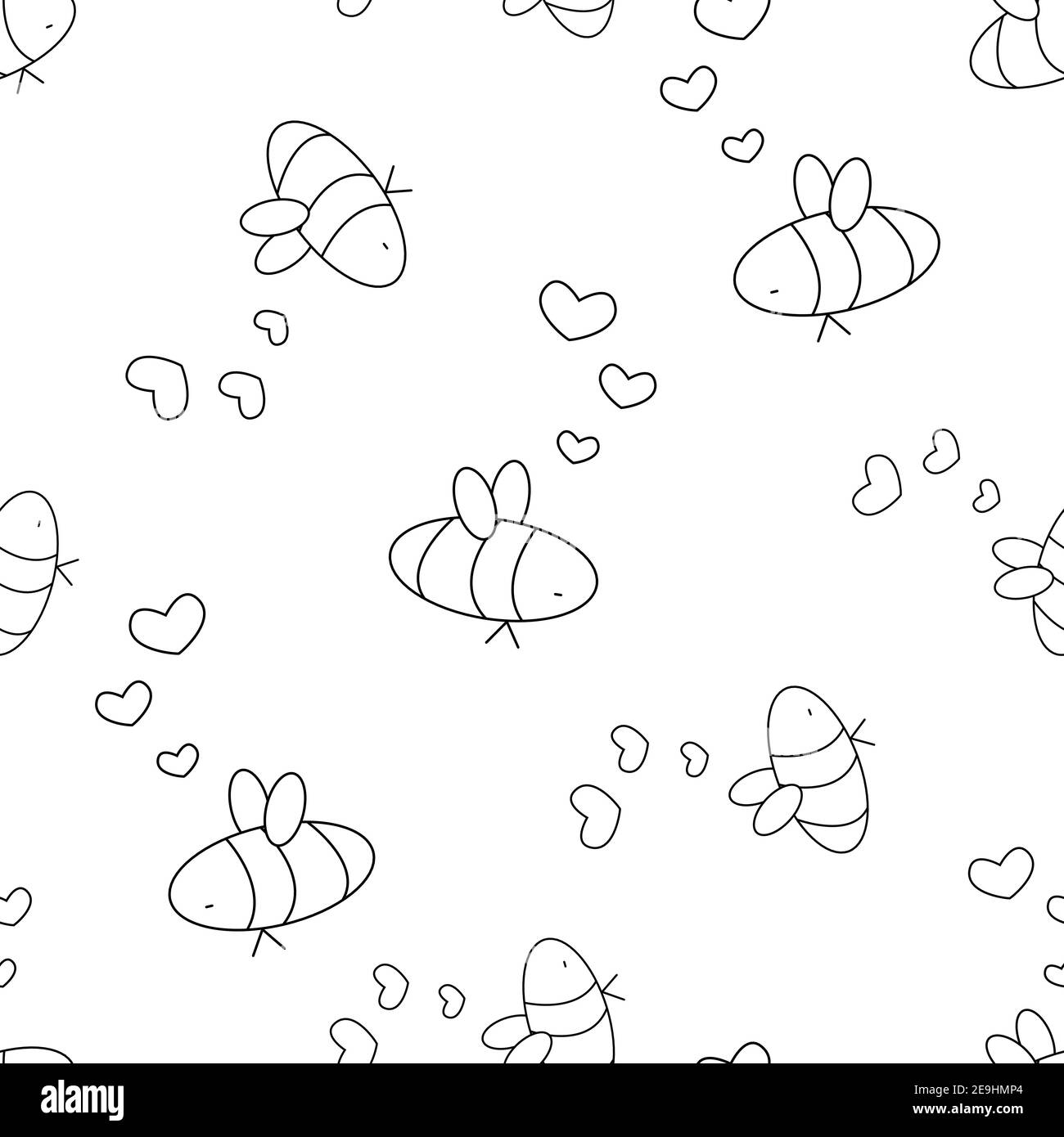 Seamless repeat outline patterns for coloring book. White black ...