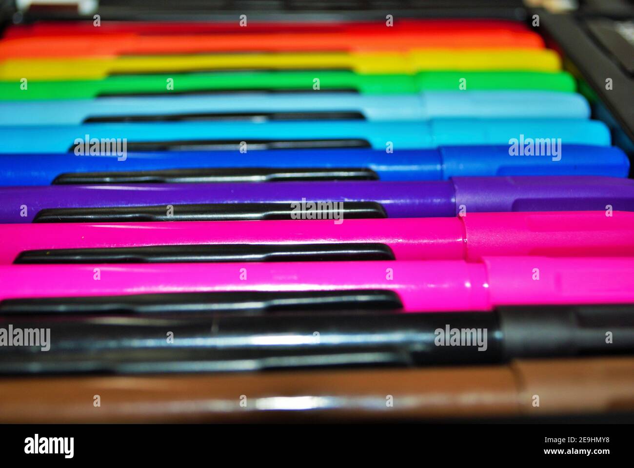 A lot of colored markers in an art set Stock Photo - Alamy