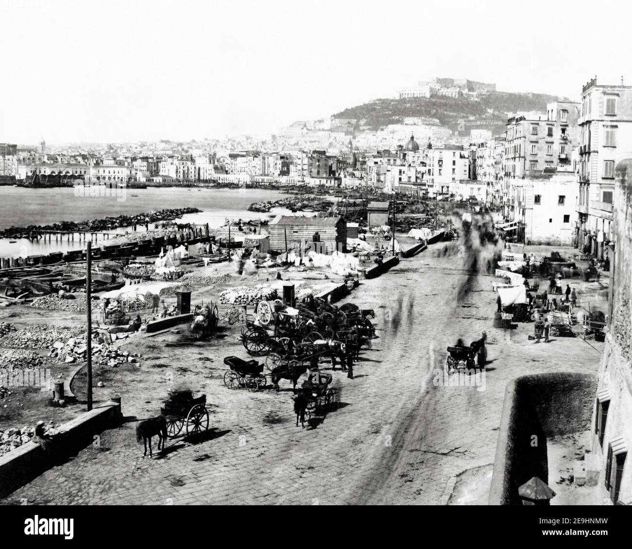 Late 19th century photograph - busy Waterfront, Naples, Italy Stock ...