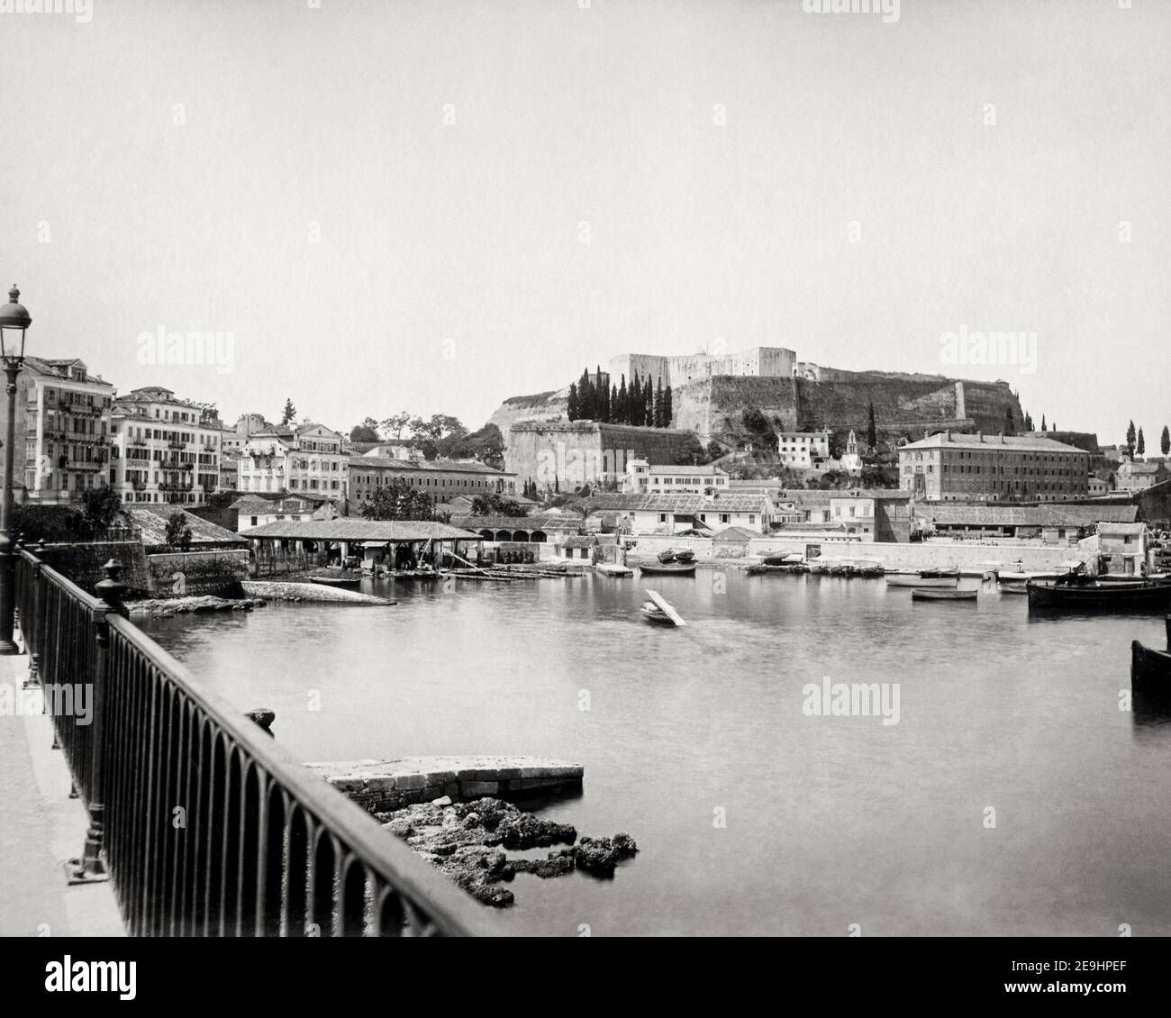 Late 19th century photograph - Harbour, Corfu, Greece Stock Photo - Alamy