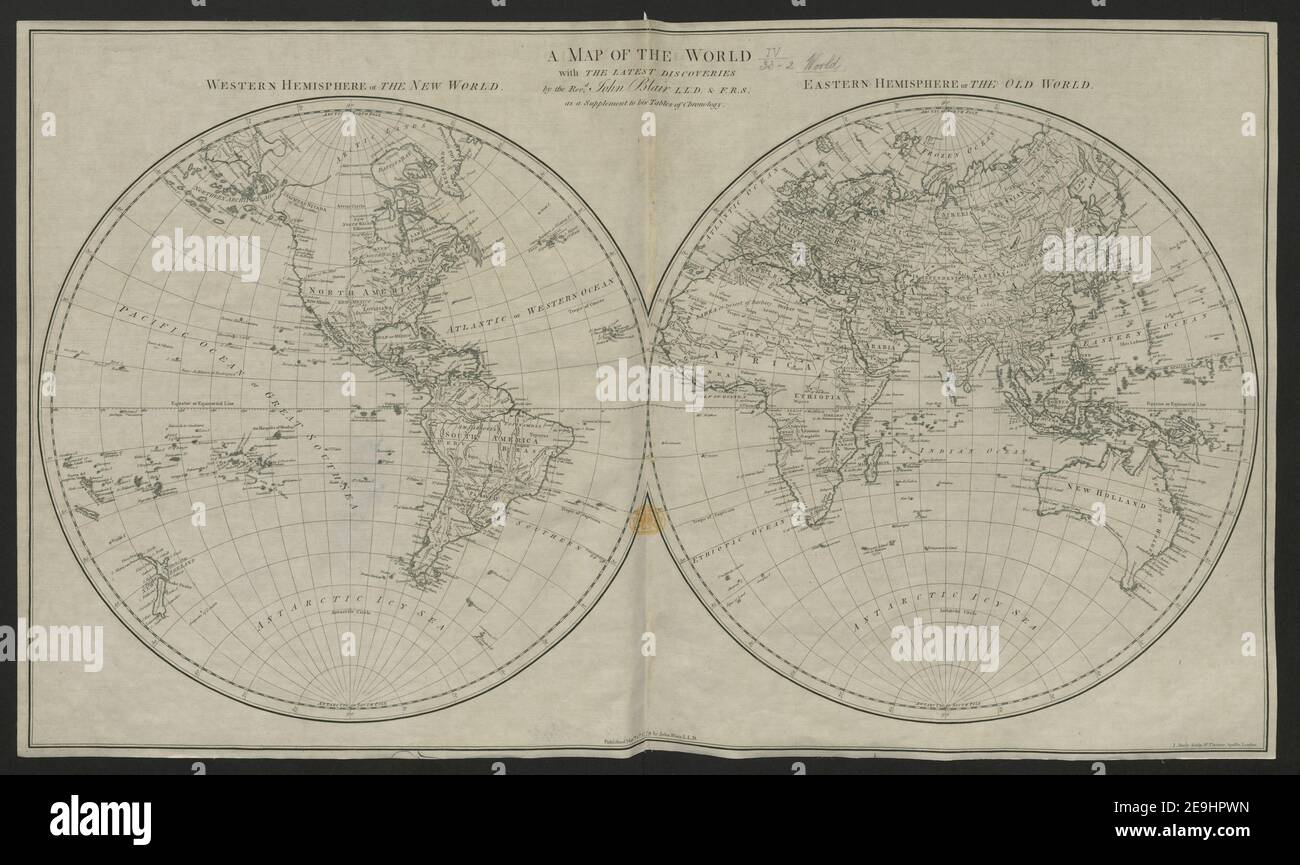 A Map of the World, with the latest discoveries: by Dr. J. Blair, as a ...