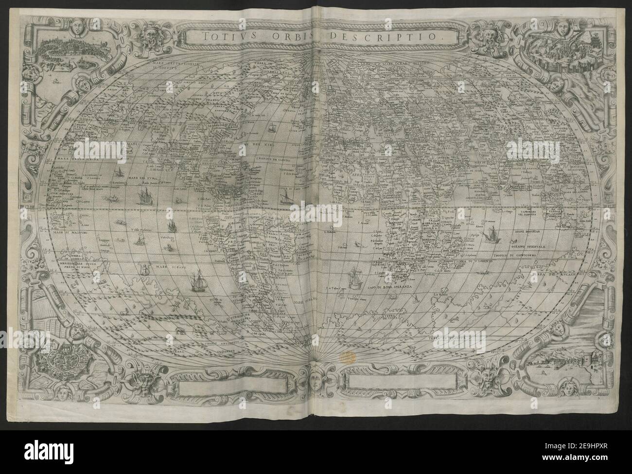 Totius Orbis Descriptio on the elliptical projection. An Italian map ...