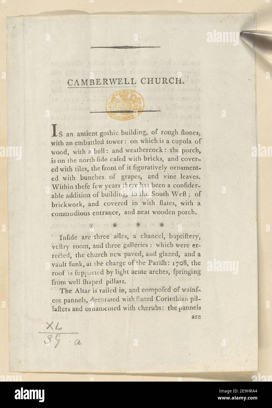 A Description of Camberwell Church. Map information: Title: A ...
