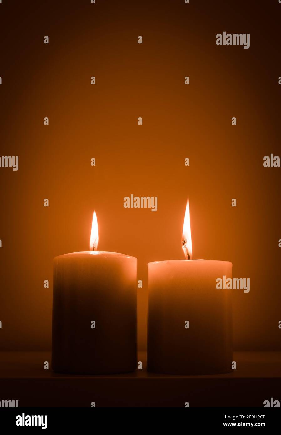 still-life with two burning candles Stock Photo - Alamy