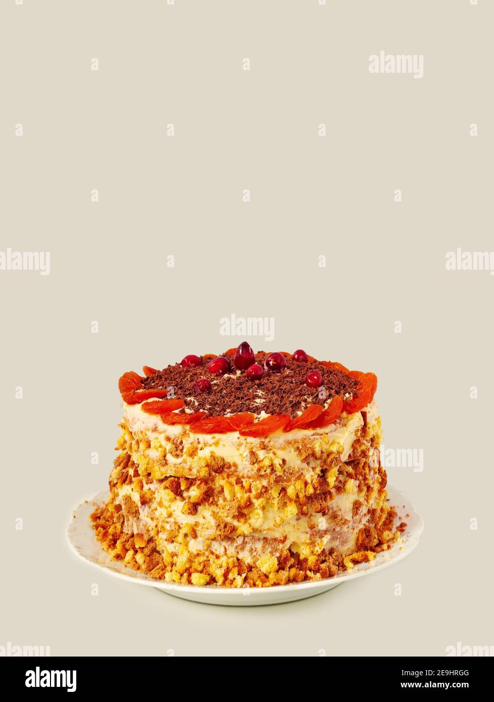 handmade round cake on dish, isolated Stock Photo - Alamy