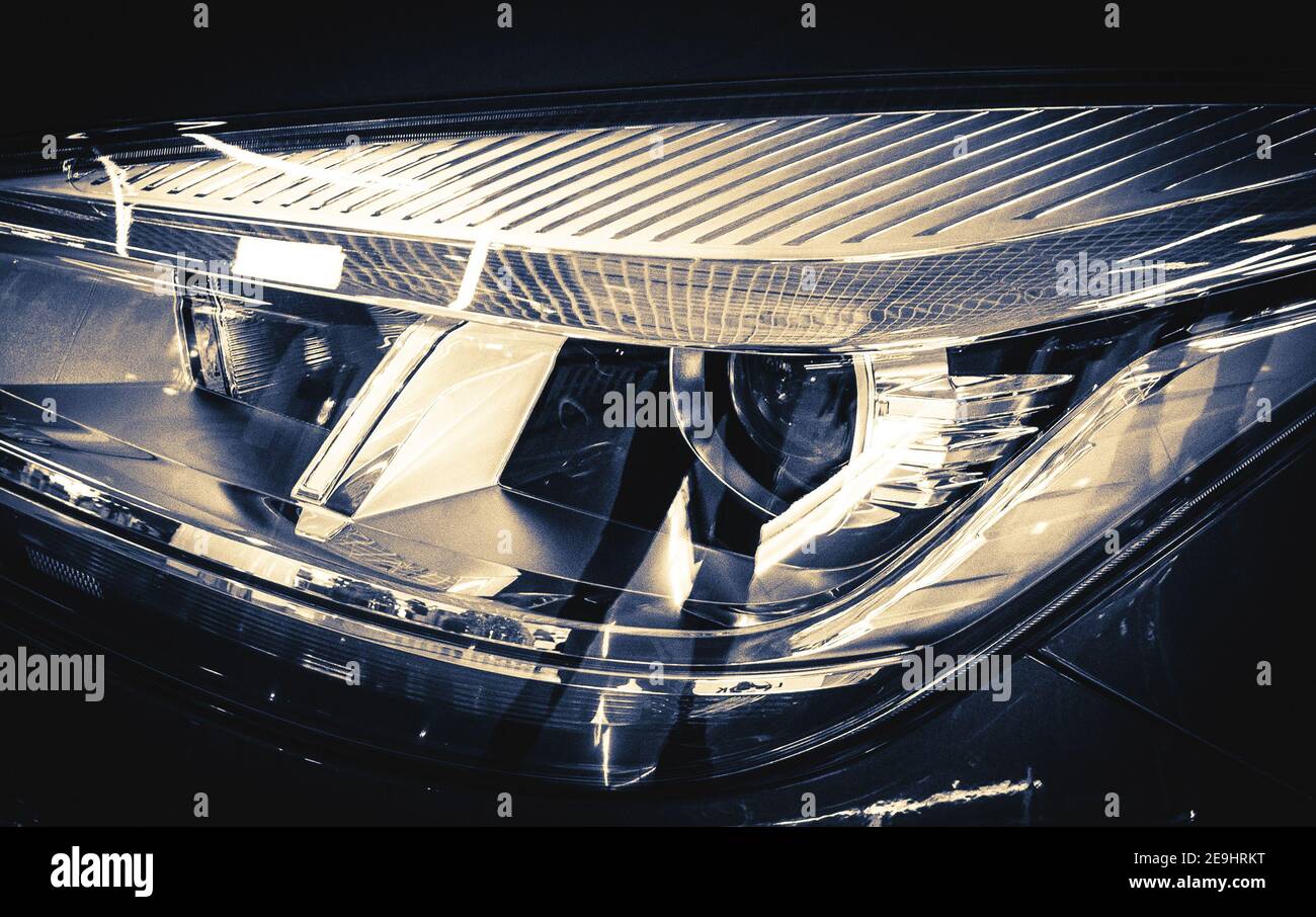 closeup of the car headlight headlamp Stock Photo - Alamy