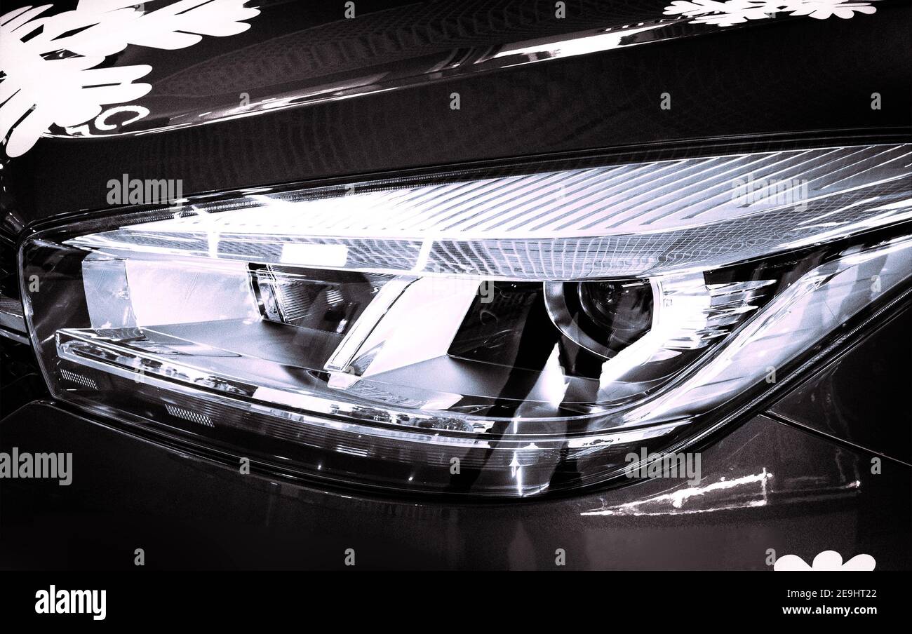 closeup of the car headlight headlamp Stock Photo - Alamy