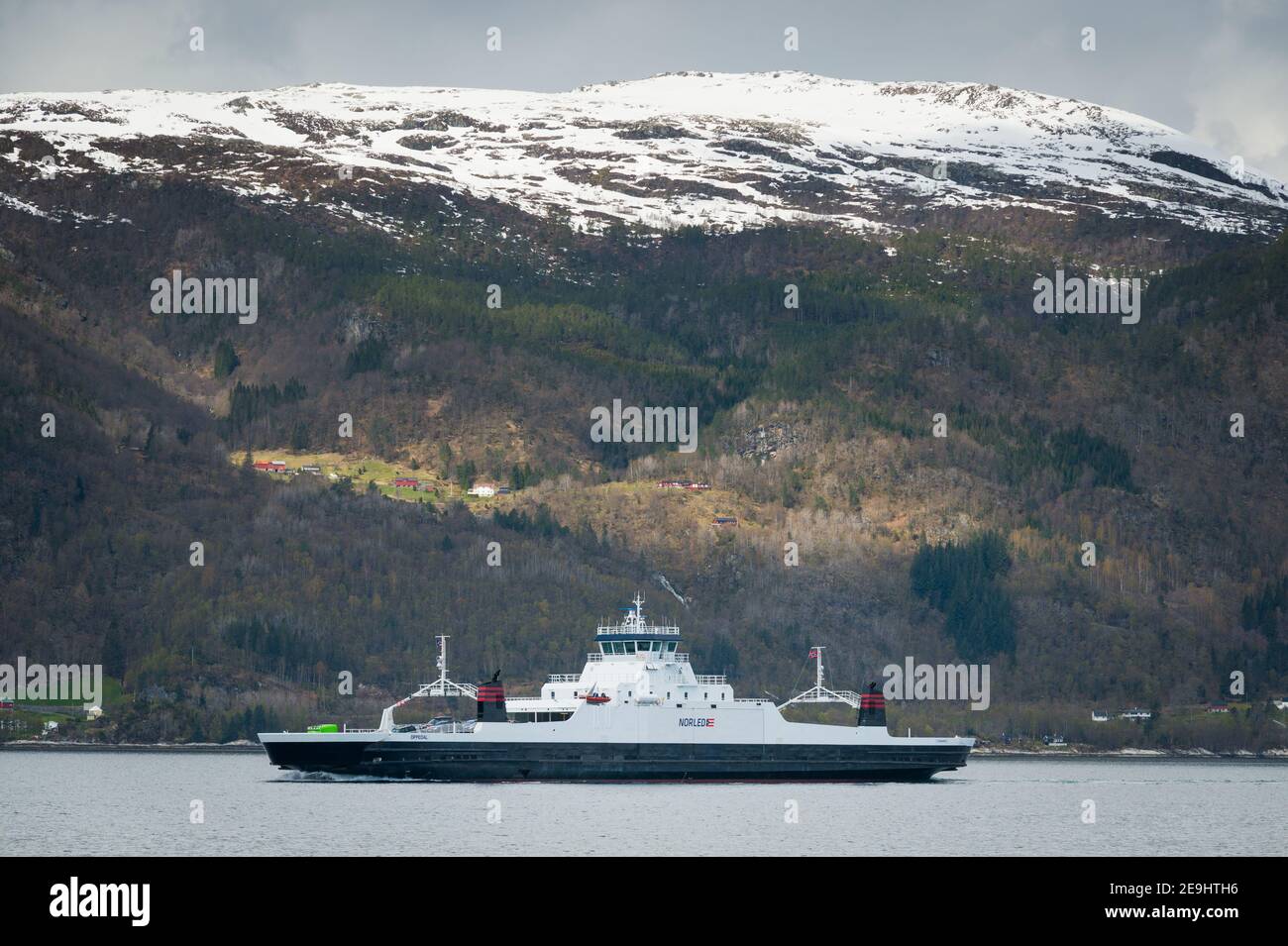 Norled ferry on Sognefjorden, between Oppedal and Lavik, Norway Stock ...