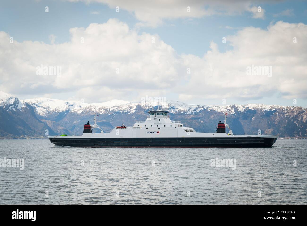 Norled ferry on Sognefjorden, between Oppedal and Lavik, Norway Stock ...