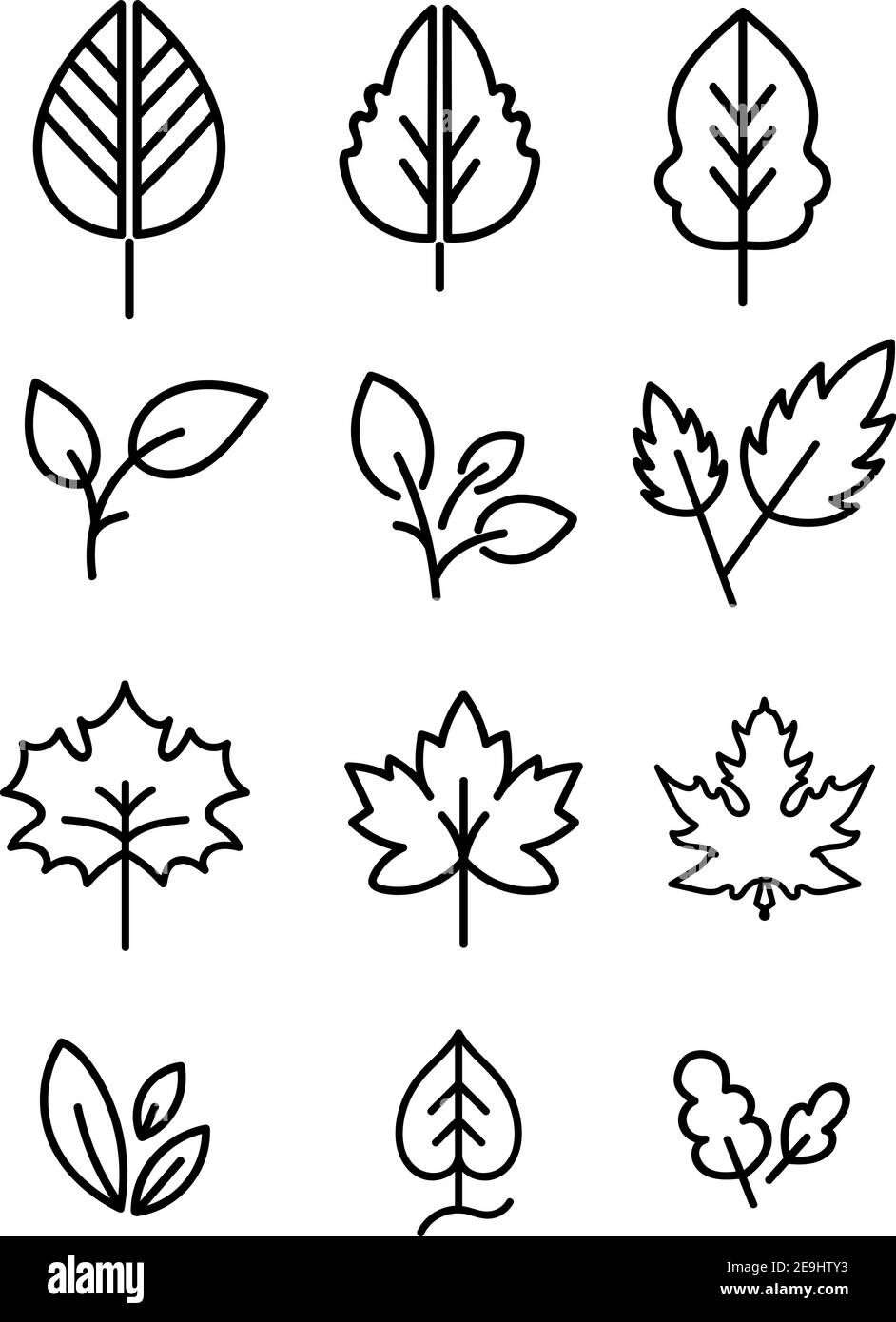 Minimal white leaves, illustration, vector on white background Stock ...