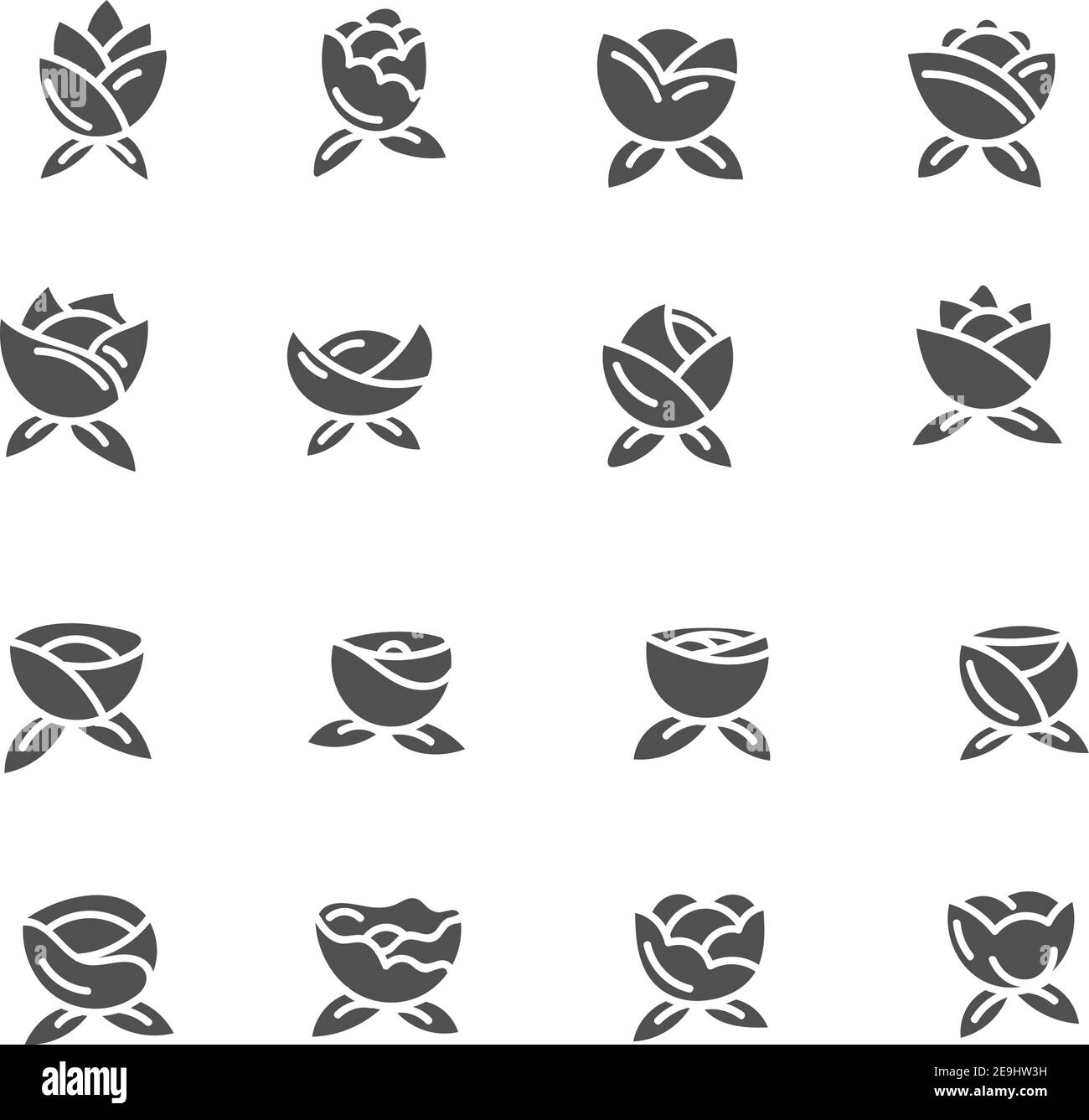 Pretty grey flowers, illustration, vector on white background Stock ...