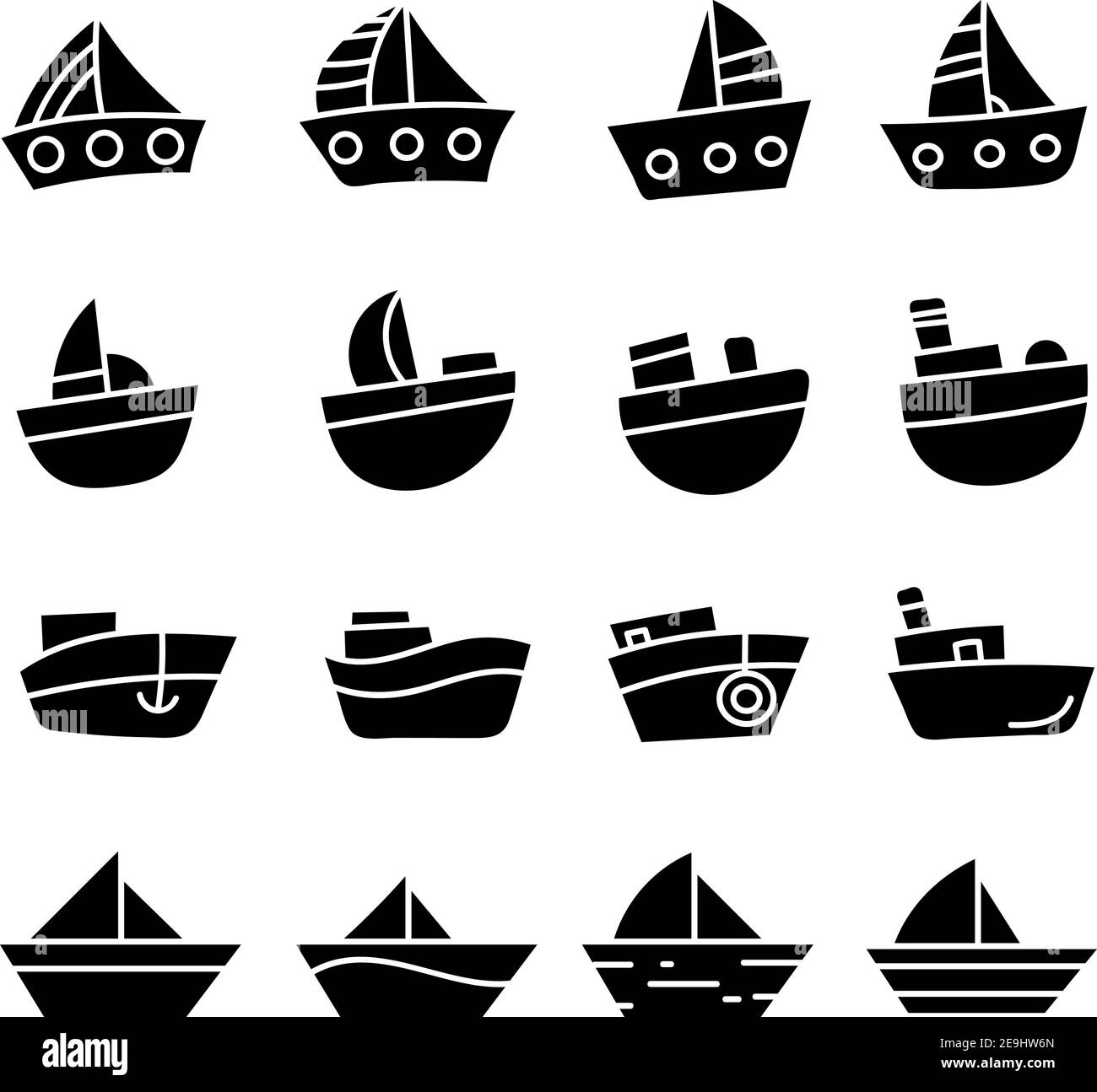 Black sailing ships, illustration, vector on white background Stock ...
