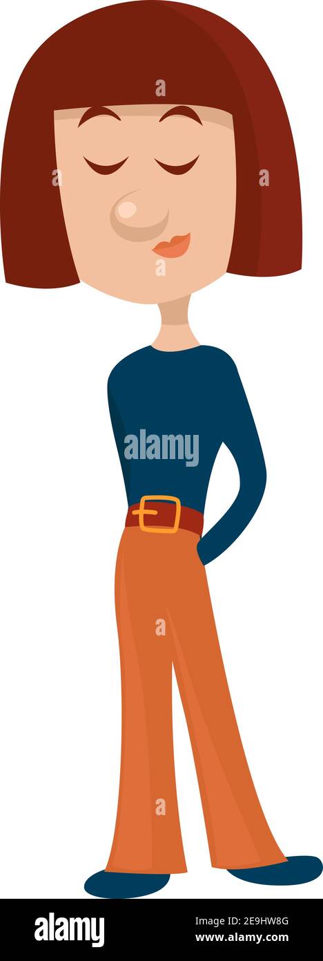 Girl wearing bell bottoms,illustration,vector on white background Stock ...