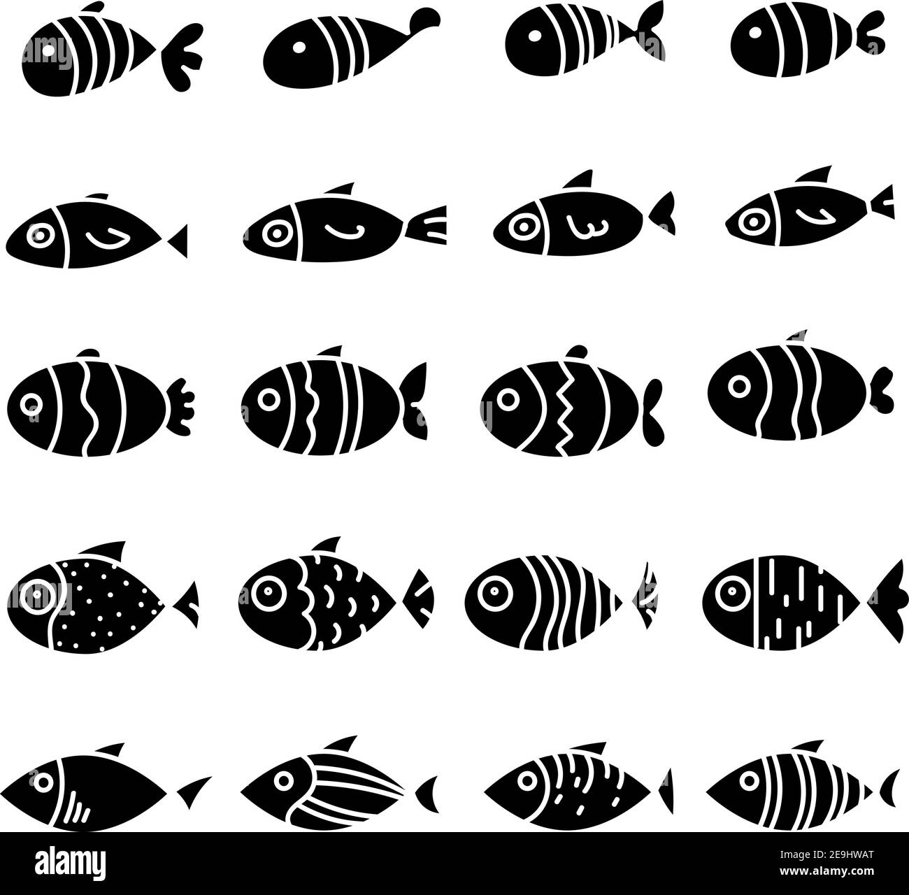 Types of black fish, illustration, vector on white background Stock ...