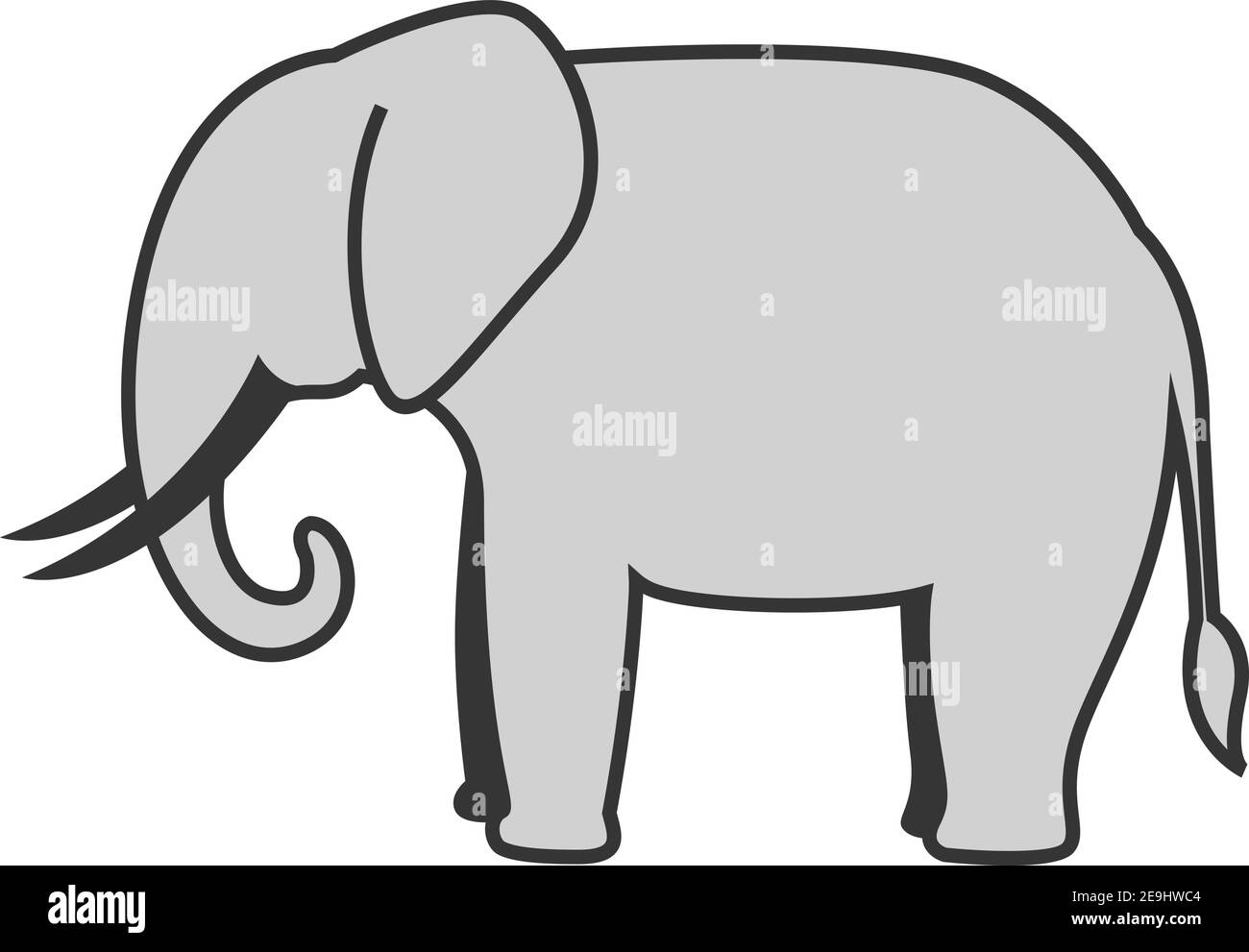 Grey elephant, illustration, vector on white background Stock Vector ...