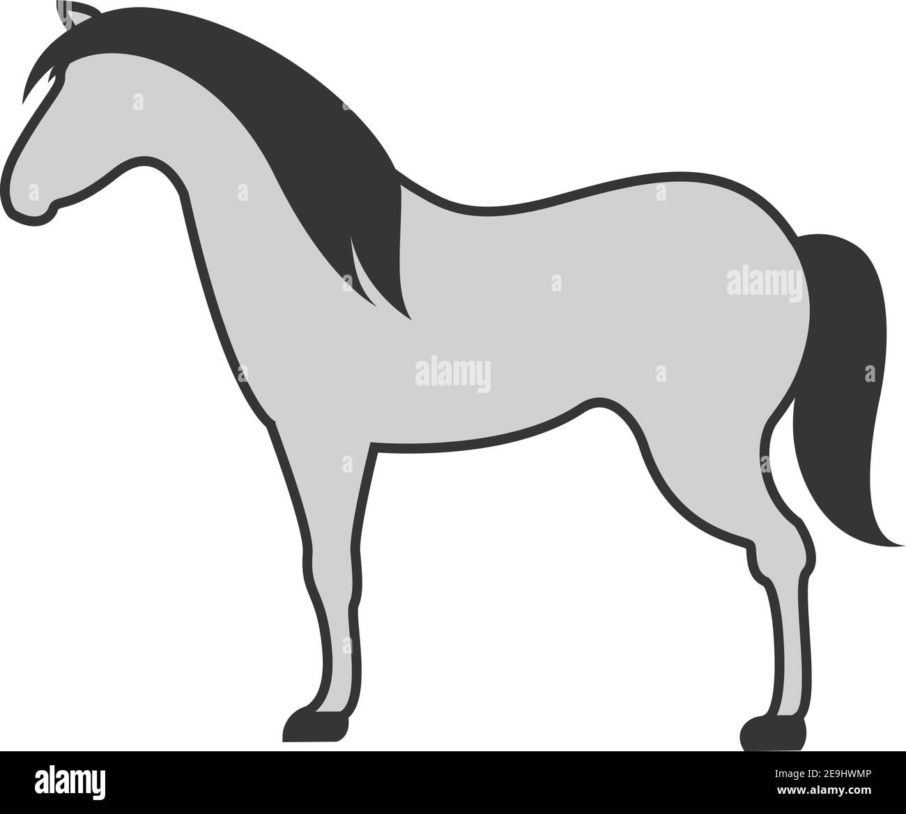 Grey horse, illustration, vector on white background Stock Vector Image ...