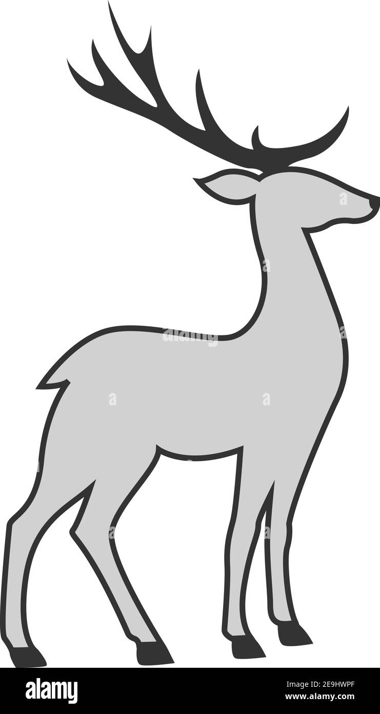Grey deer, illustration, vector on white background Stock Vector Image ...