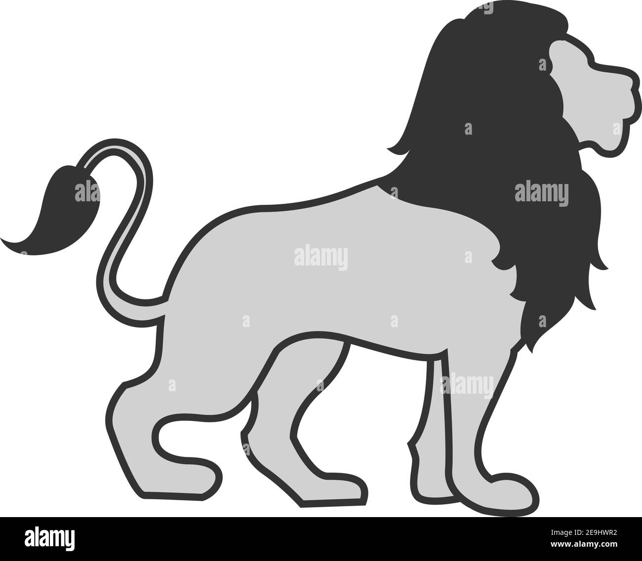 Grey lion, illustration, vector on white background Stock Vector Image ...
