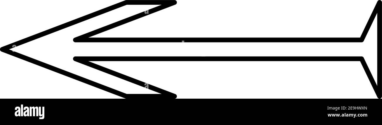Sharp arrow to the left with a tail, illustration, vector on white ...