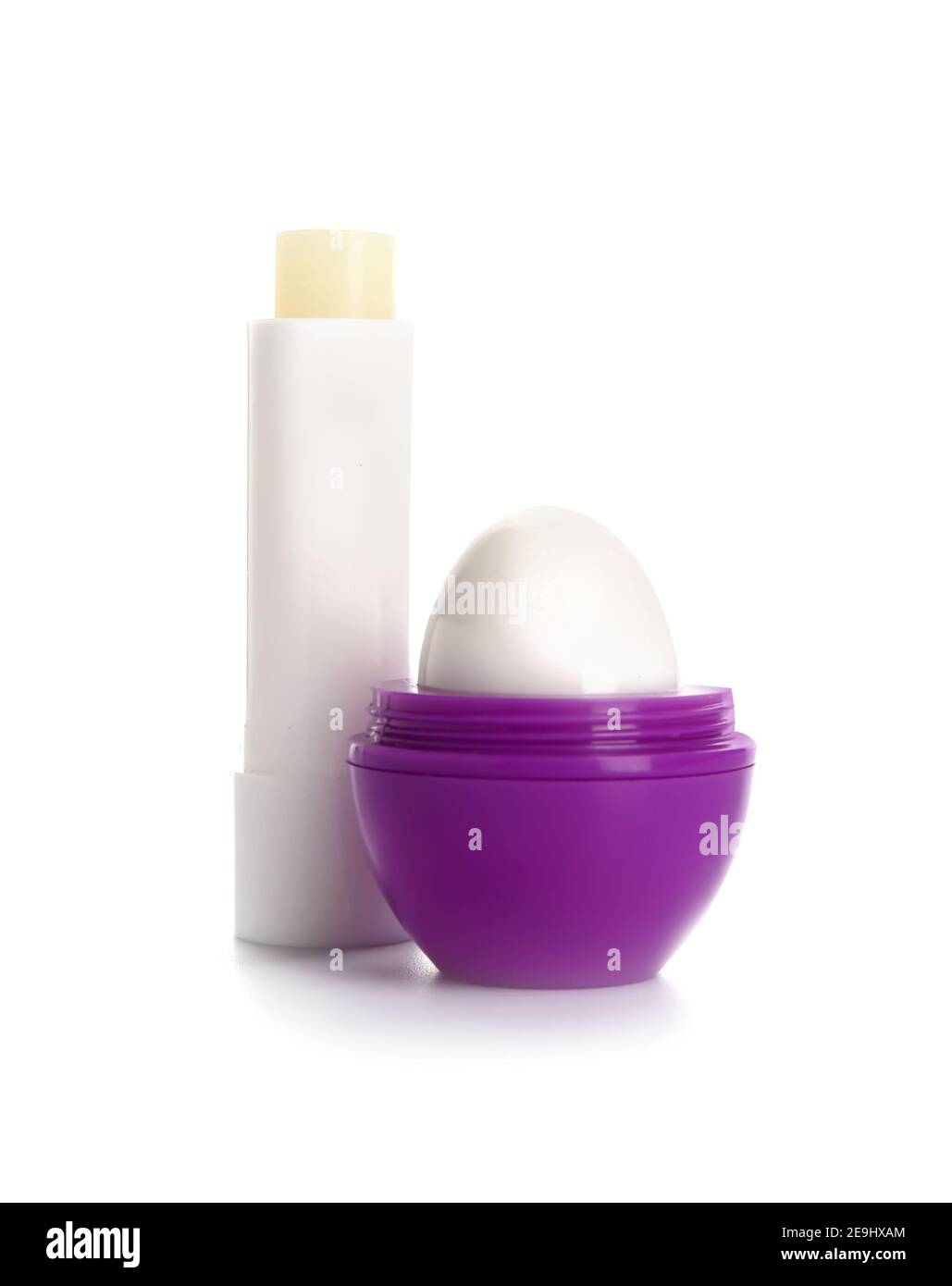 Natural lip balms on white background Stock Photo - Alamy