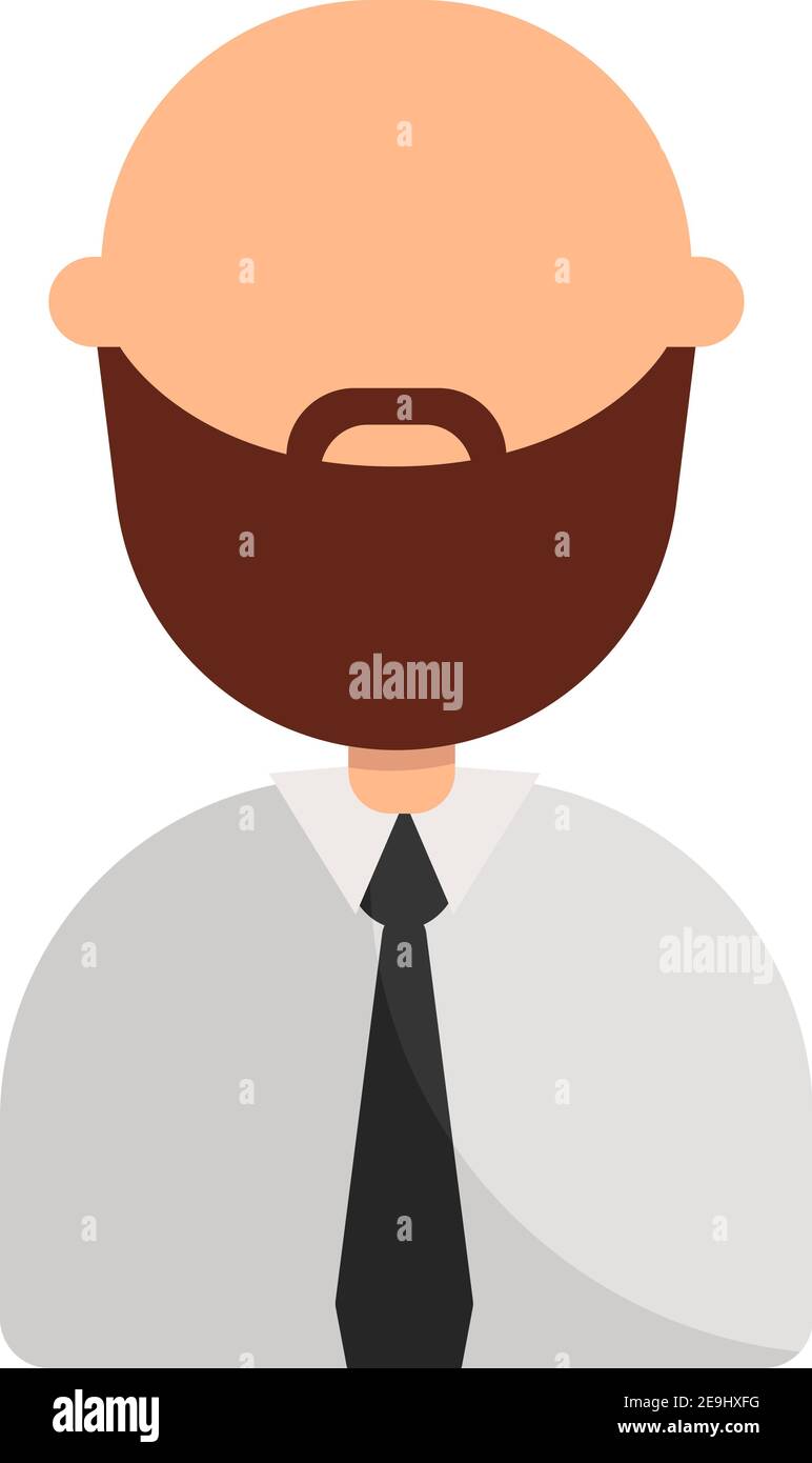 Bald man with beard, illustration, vector on white background Stock ...