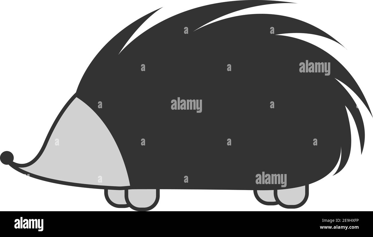 Grey hedgehog, illustration, vector on white background Stock Vector ...